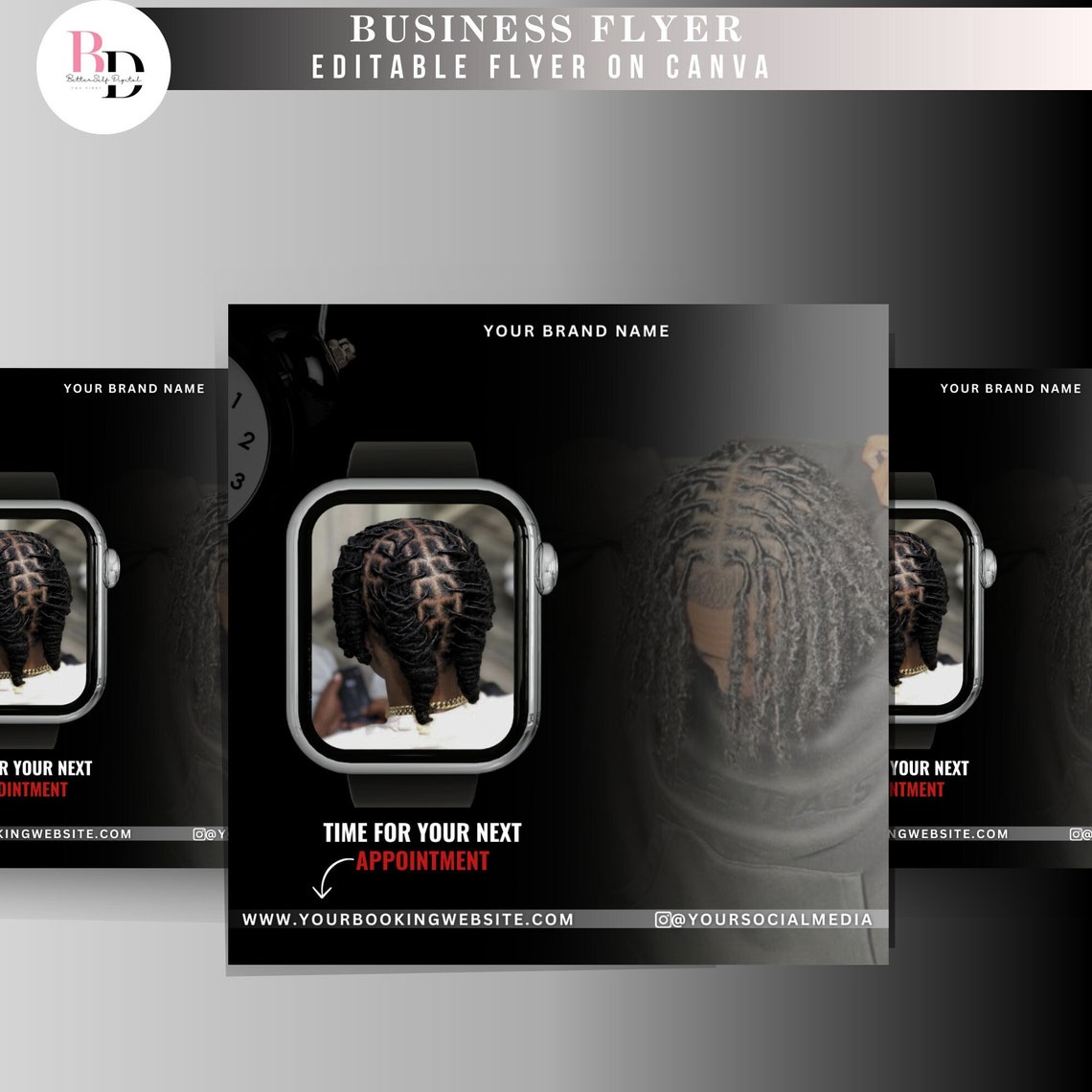 Locs and Styles Flyer, Barbershop, Loc Retwist, Editable on Canva ...