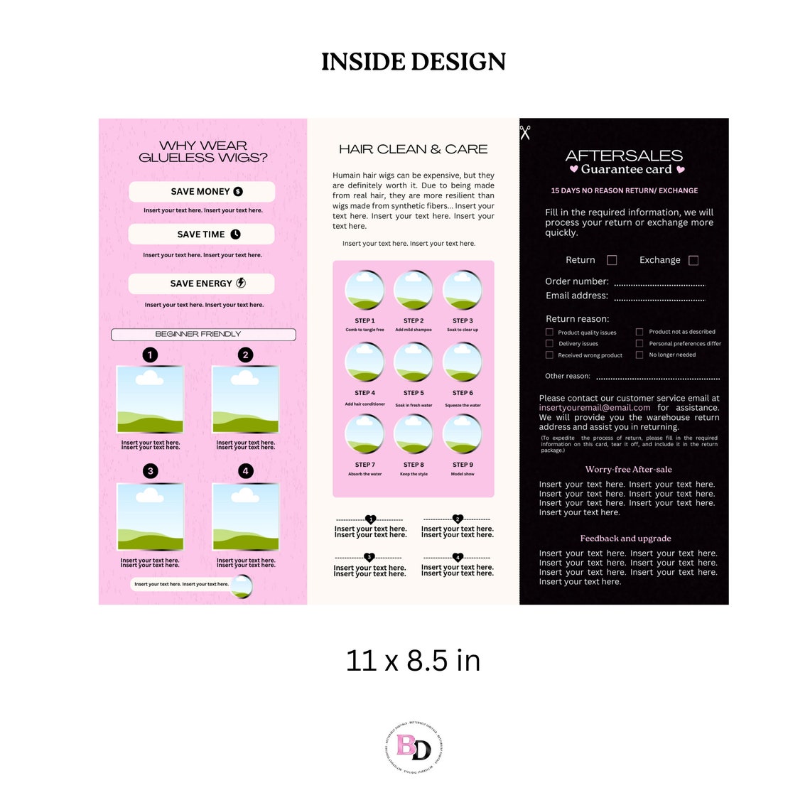 DIY Trifold Brochure Template, Hair Seller, Hairstylist, Printable ...