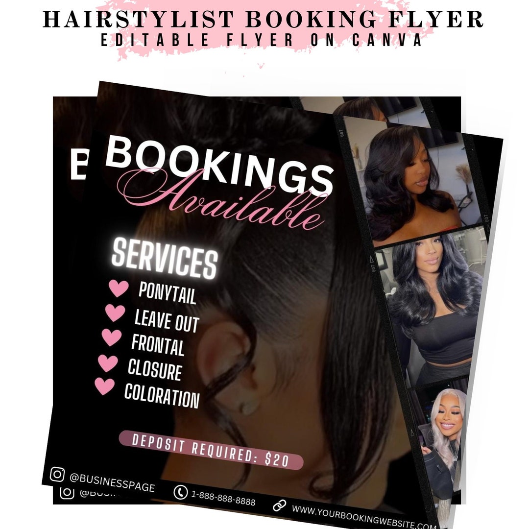 DIY Hairstylist Flyer, Social Media, Bookings Available, Book Now ...