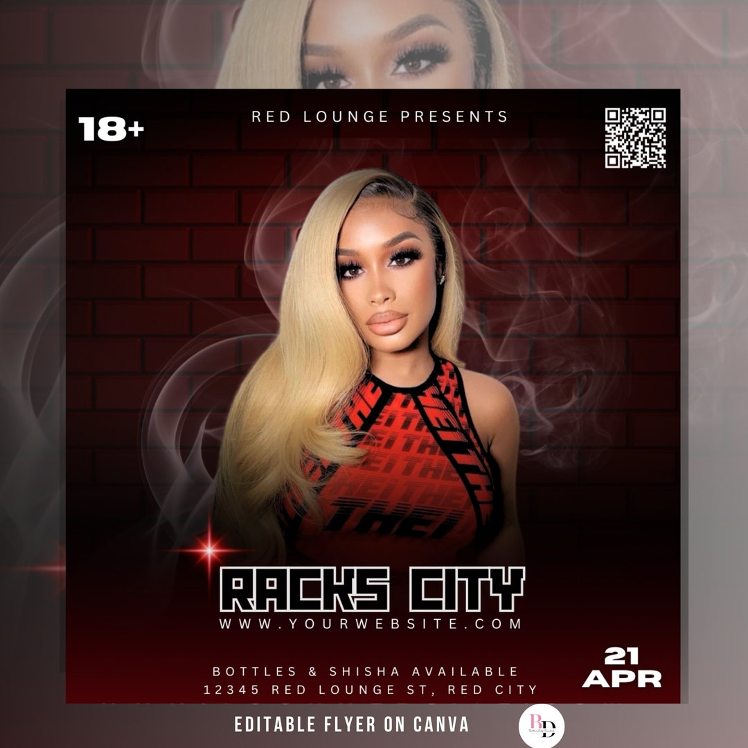 DIY Red Party Flyer Editable on Canva Club Event Flyer With - Etsy