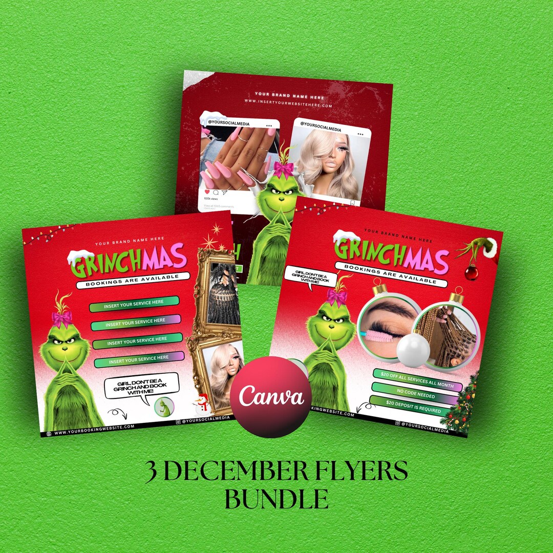 3 December Bookings Flyers Bundle, DIY Christmas Books, Editable on ...