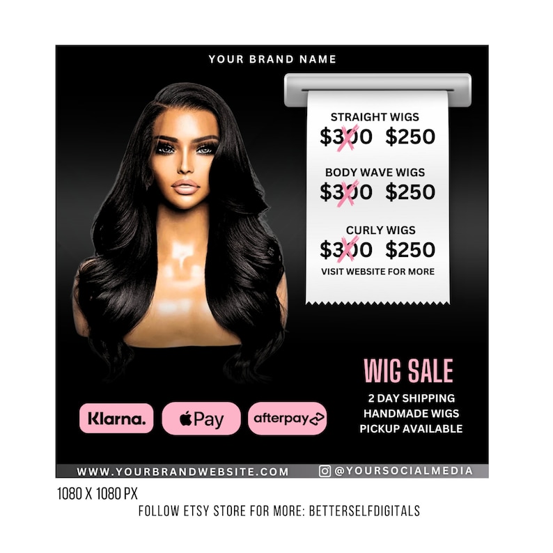 DIY Ready to Wear Wig Flyers for Business, 4 Flyers Bundle, Social ...