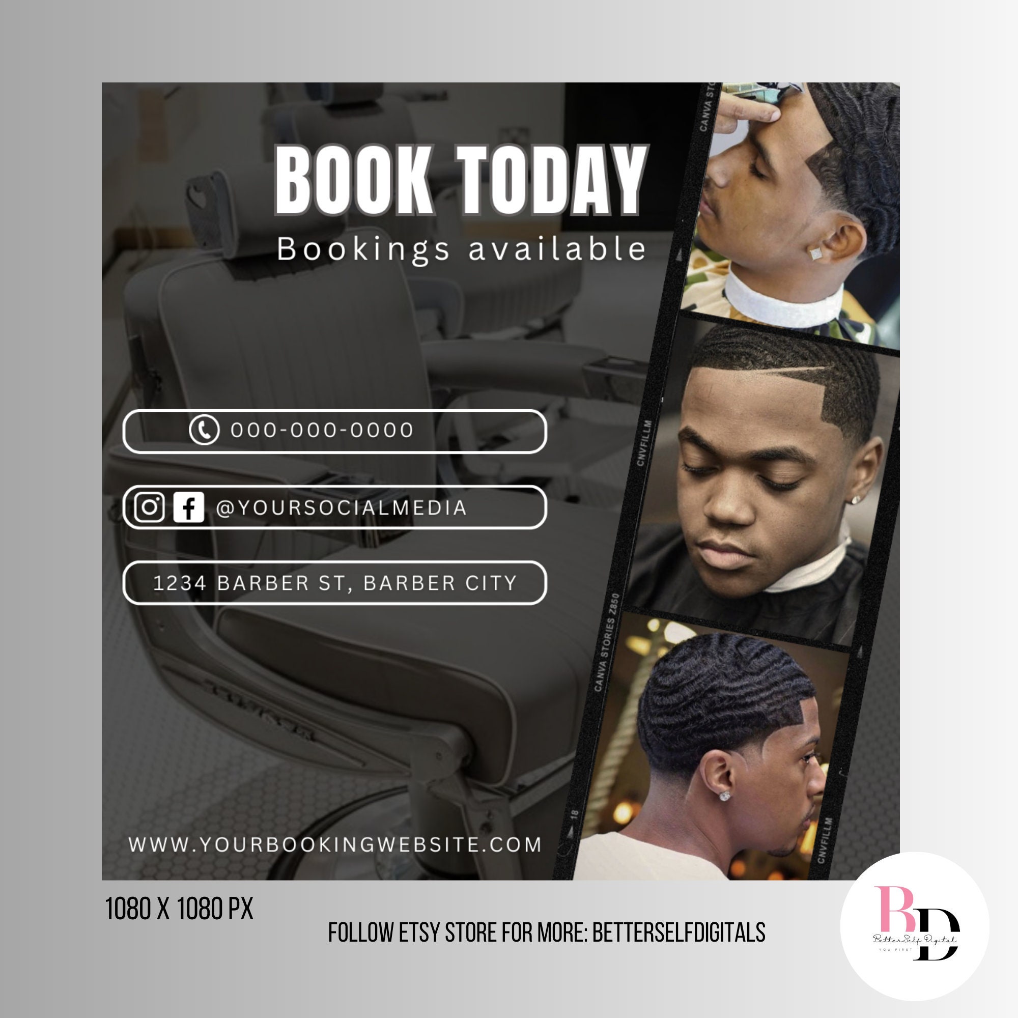 DIY Barber Shop Booking Flyer, Book Now, Bookings Available, Editable ...