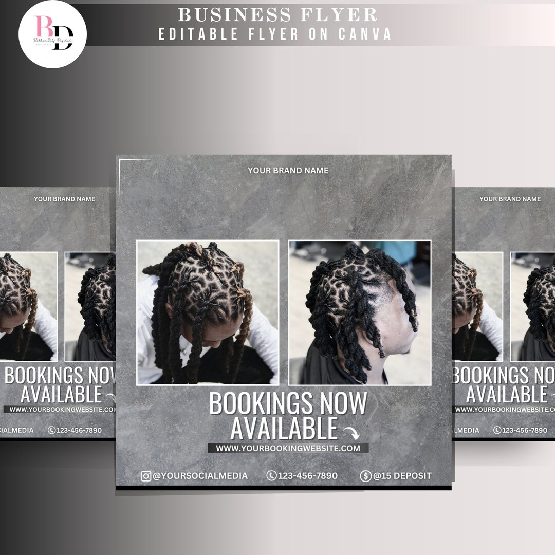 Locs and Styles Flyer, Barbershop, Loc Retwist, Editable on Canva ...