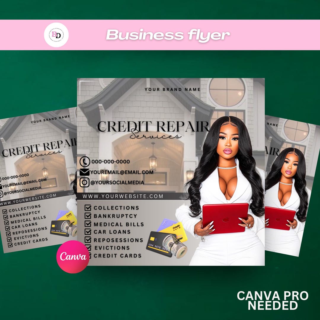 DIY Credit Card Repair Services Flyer, Editable Template on Canva ...
