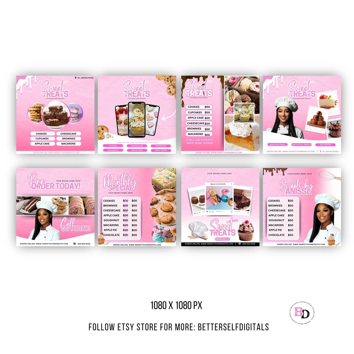 8 Pastry Flyers Bundle Template, DIY, Editable on Canva, Sweet Treats ...