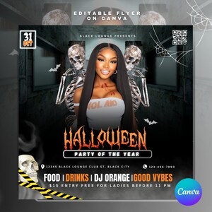 DIY Halloween Party Flyer Template, Editable on Canva, Spooky Szn, Club ...