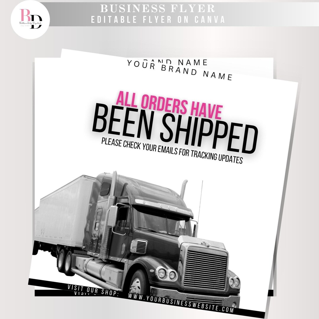 Orders Have Been Shipped Flyer DIY Pink and White Business - Etsy