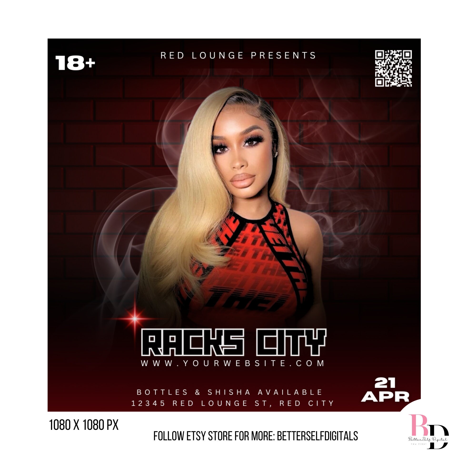 DIY Red Party Flyer Editable on Canva Club Event Flyer With - Etsy