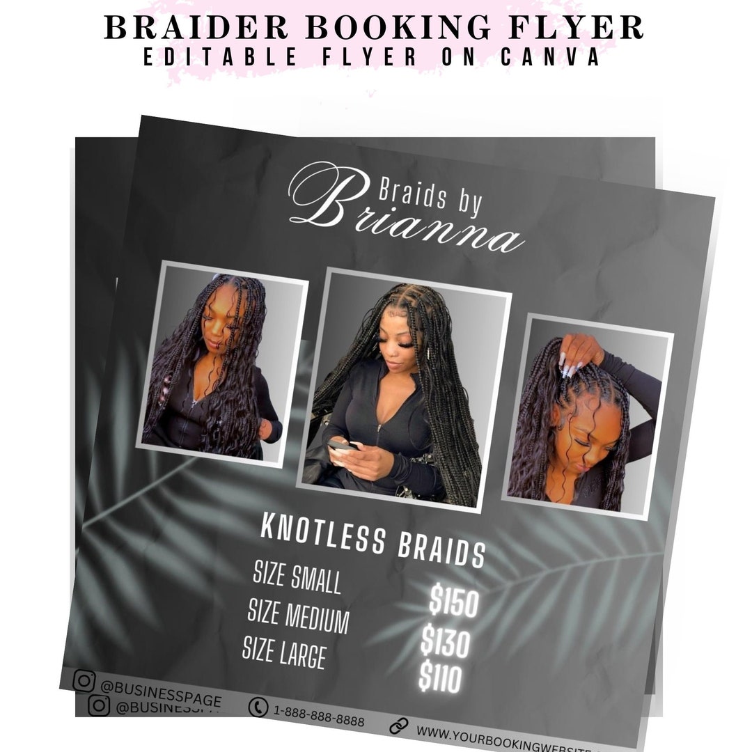 DIY Knotless Braids Flyer, Braids Instagram Flyer, Bookings Available ...