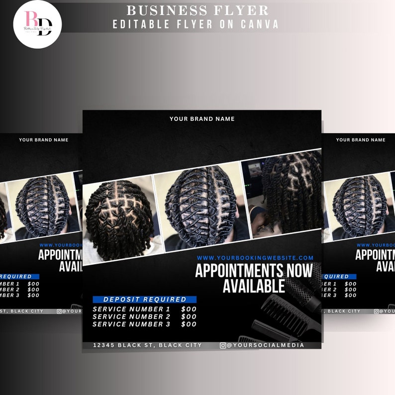 Locs and Styles Flyer, Barbershop, Loc Retwist, Editable on Canva ...