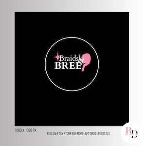 Set of 3 Premade White and Pink Logos for Braiders, Braids Logo Design ...
