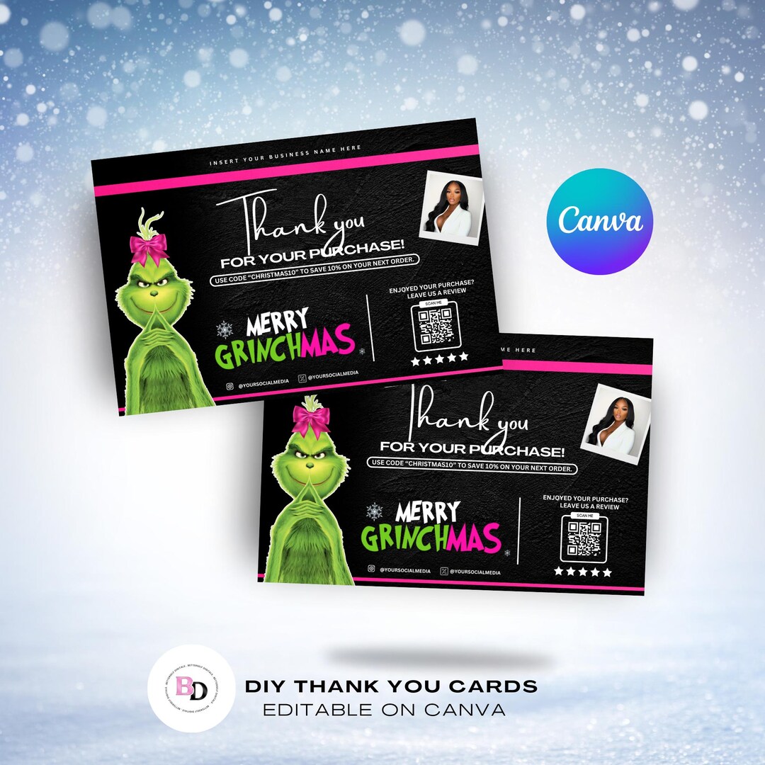 DIY Holiday Thank You Card Template, Packaging Insert, Business, Thank ...