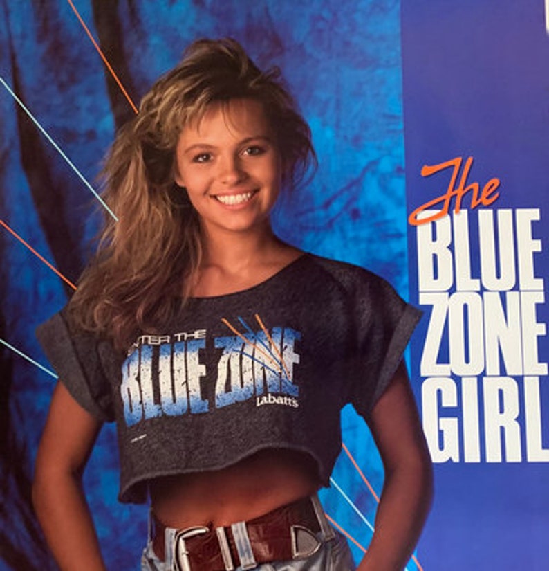 Pamela Anderson Tee 1988 Labatts Enter the Blue Zone Beer - Etsy