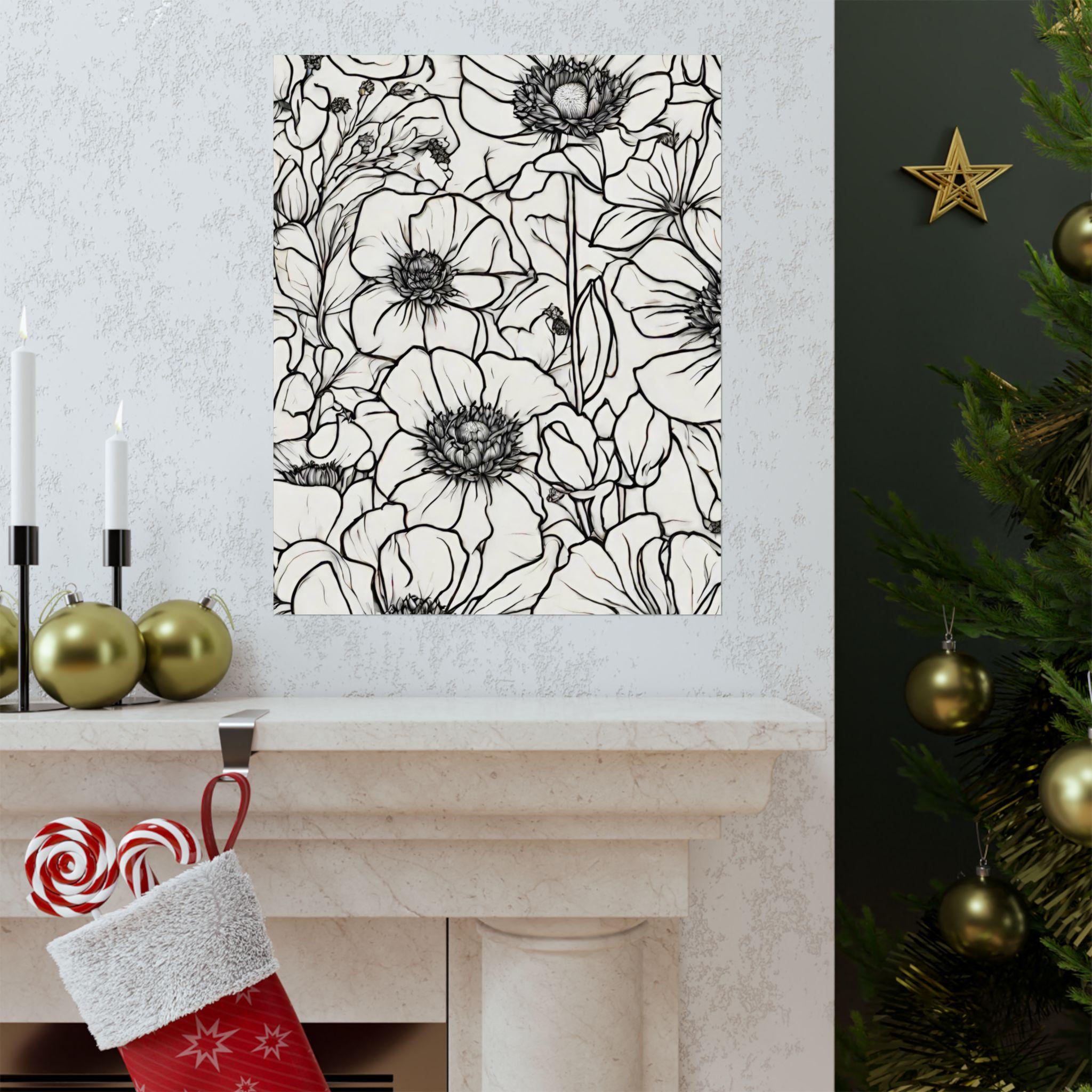 Black and White Flower Poster - Etsy