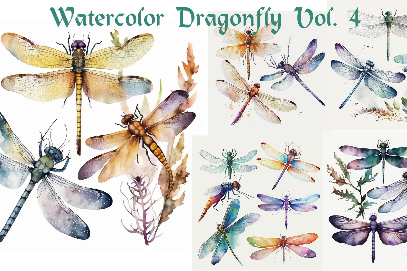 Watercolor Dragonfly Volume 4 Illustrations Clipart PNG Fantasy Art Magic Watercolors Insect PNG ...