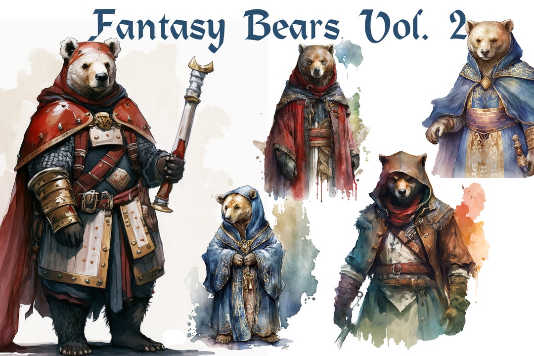 Watercolor Fantasy Bear Volume 2 Illustration Clipart PNG Character ...