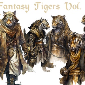 Watercolor Fantasy Tiger Vol 4 Illustration Clipart PNG Character ...