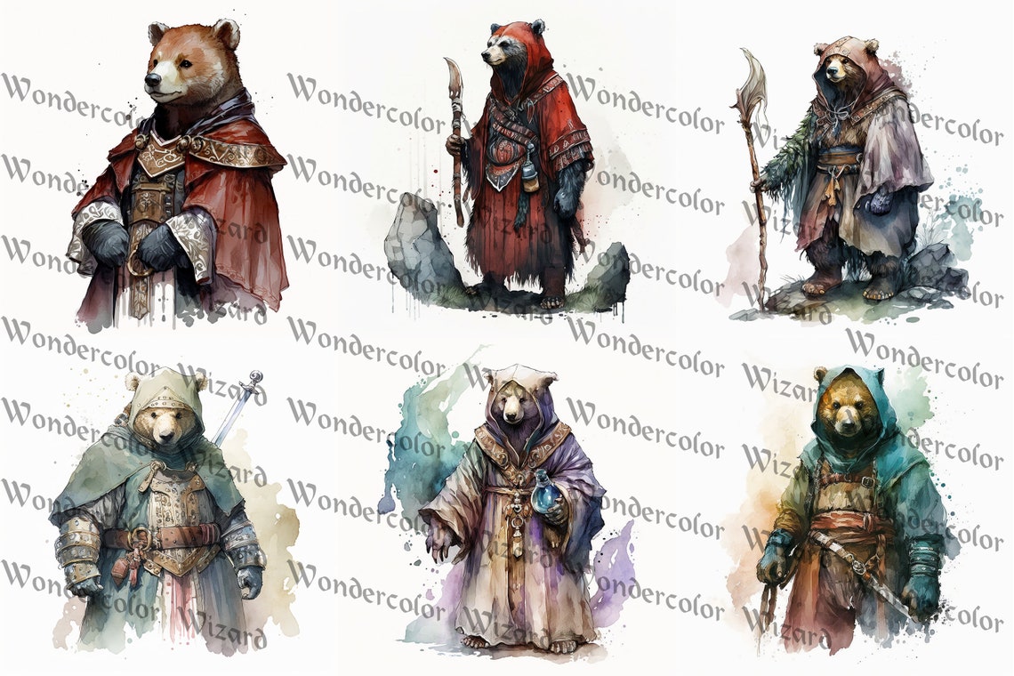 Watercolor Fantasy Bear Volume 2 Illustration Clipart PNG Character ...