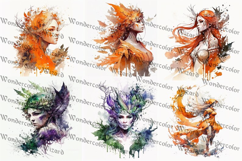 Watercolor Fairy Faerie Women Vol 2 Illustrations Clipart PNG Fantasy ...