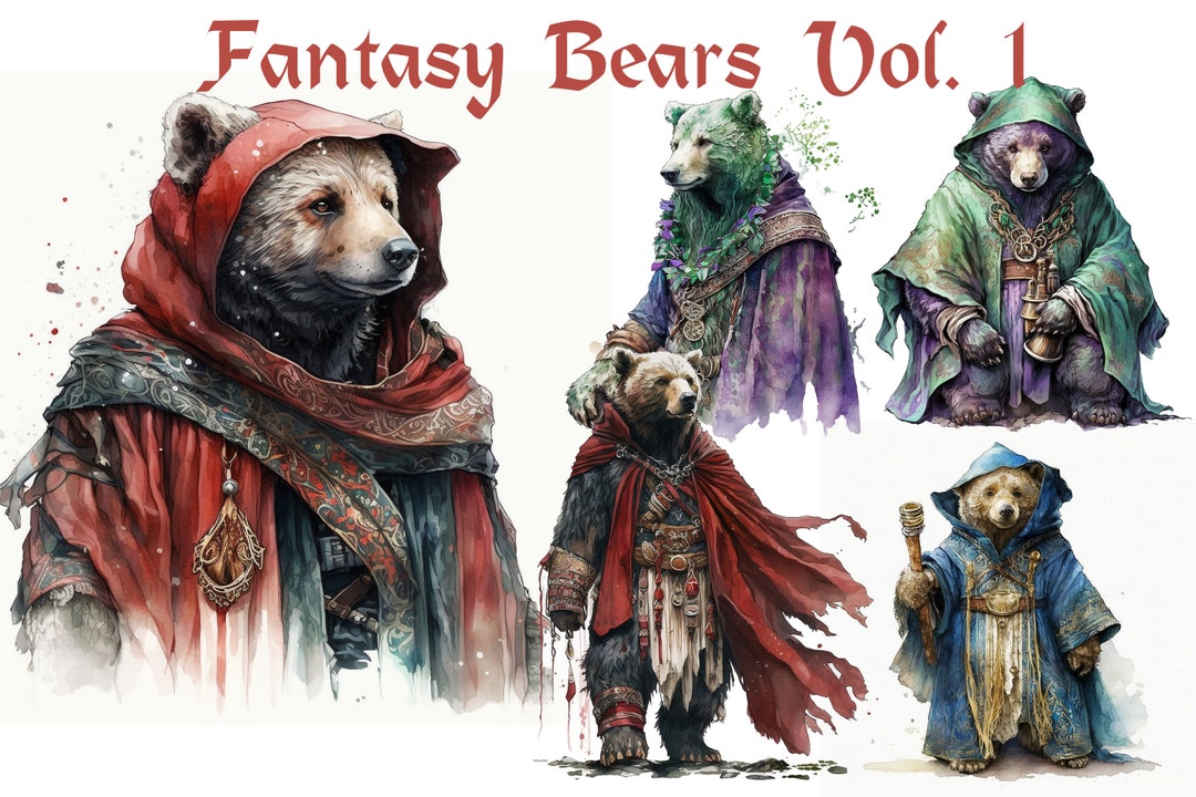 Watercolor Fantasy Bear Volume 1 Illustration Clipart PNG Character ...