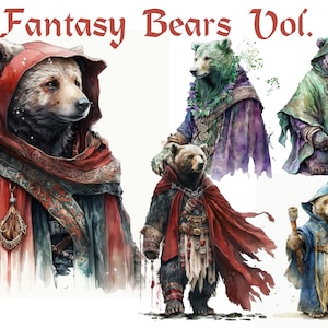 Watercolor Fantasy Bear Volume 1 Illustration Clipart PNG Character ...