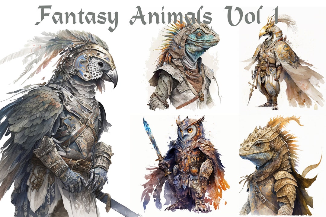 Watercolor Fantasy Animals Vol 1 Illustration Clipart PNG Character ...