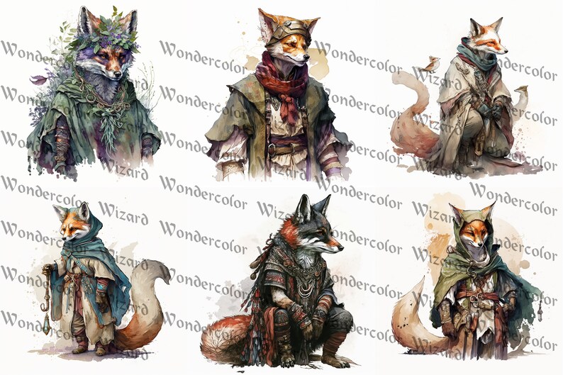 Watercolor Fantasy Fox Volume 3 Illustration Clipart PNG Character ...