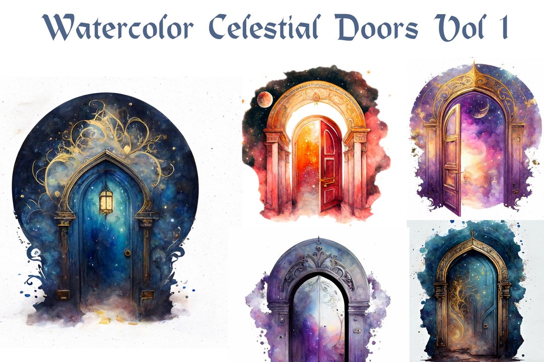 Watercolor Celestial Doors Clipart PNG - Fantasy Galaxy Space Fairy ...