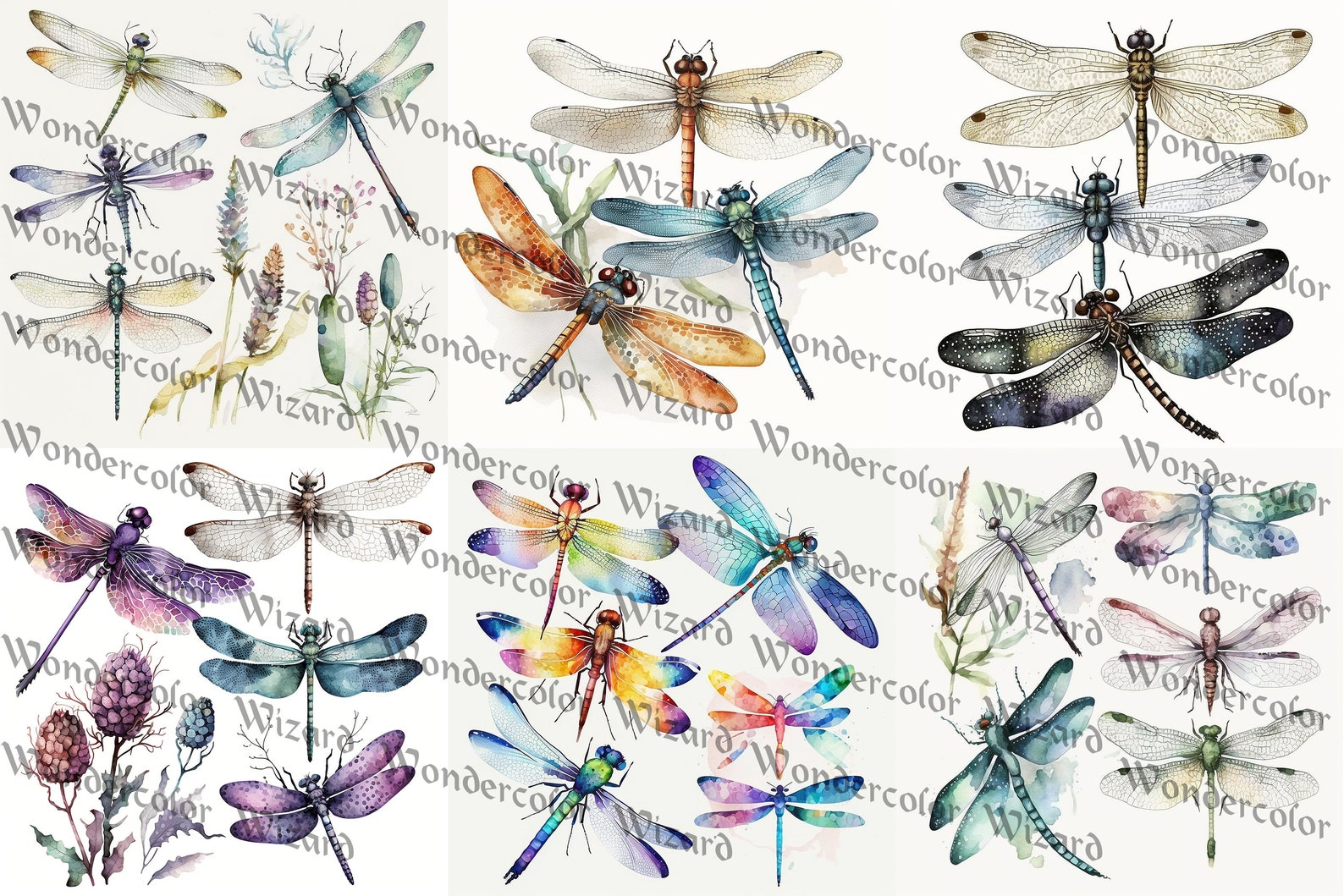 Watercolor Dragonfly Volume 3 Illustrations Clipart PNG Fantasy Art Magic Watercolors Insect PNG ...