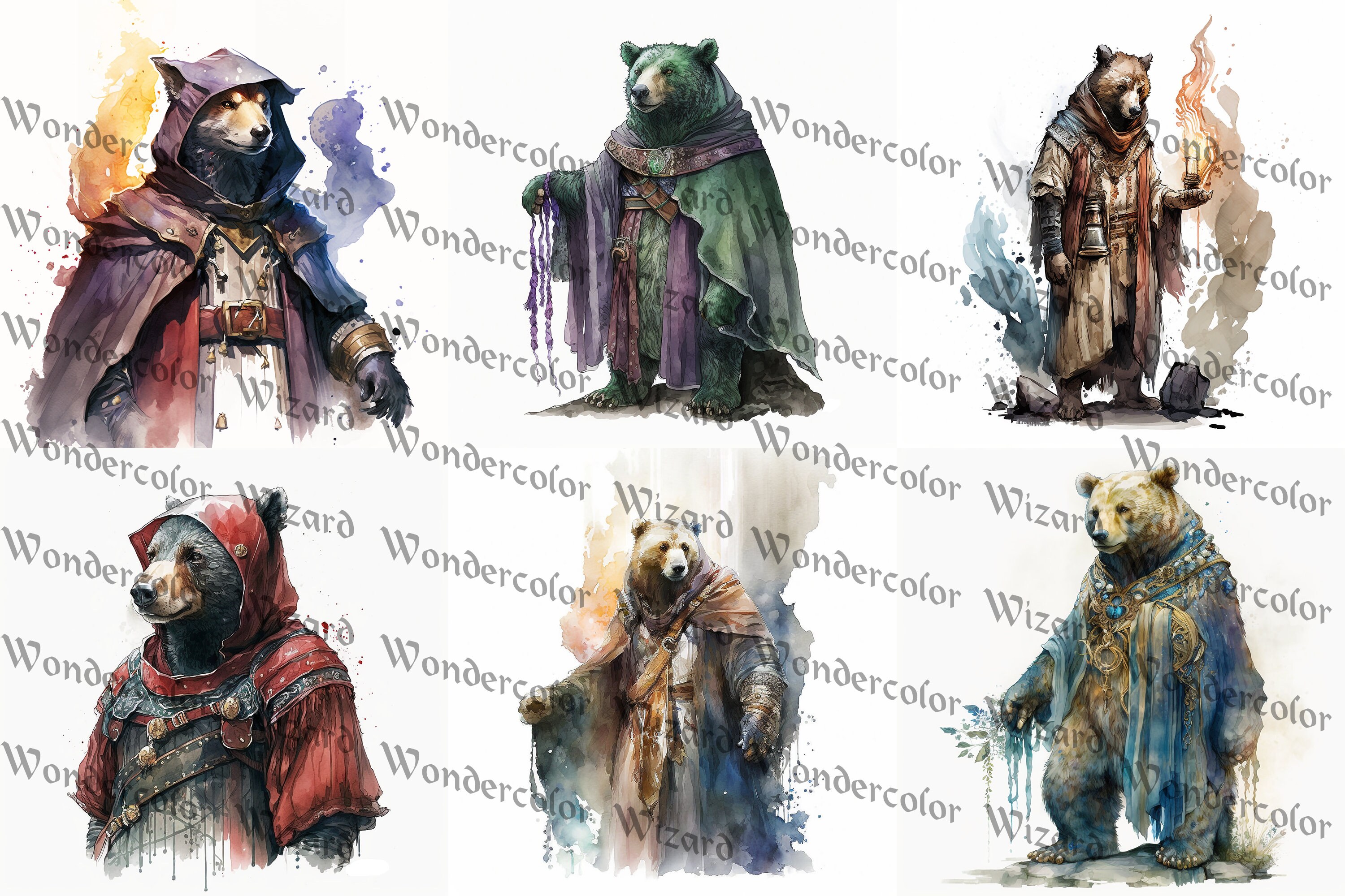 Watercolor Fantasy Bear Volume 2 Illustration Clipart PNG Character ...