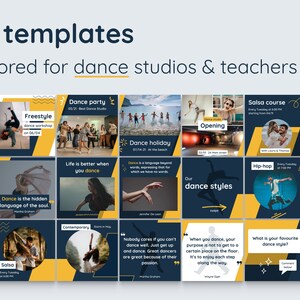 Dance Instagram Post Templates in Canva | 21 Posts for Dance Studios ...