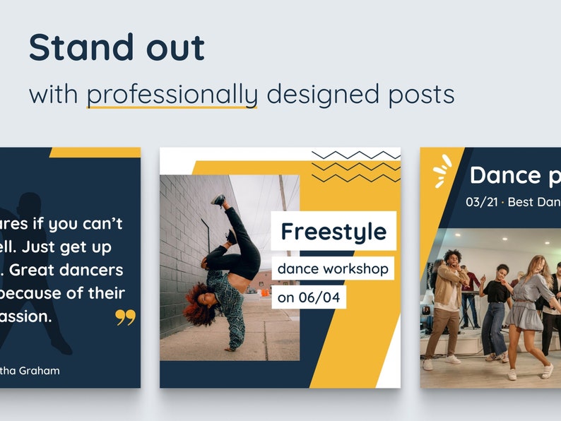 Dance Instagram Post Templates in Canva | 21 Posts for Dance Studios ...