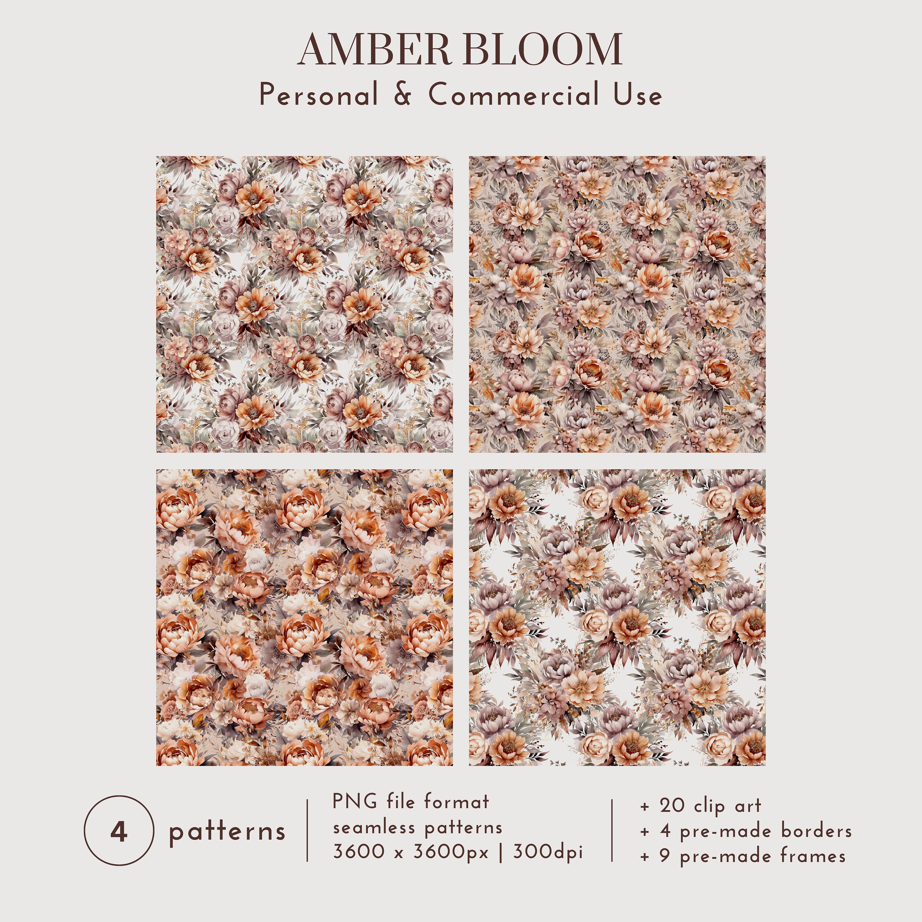 Watercolor Flowers Clipart PNG, Boho Floral Clip Art, Flower Bouquets ...