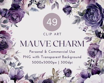 Watercolor Flowers Clipart PNG, Boho Floral Clip Art, Flower Bouquets ...