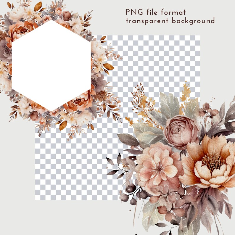 Watercolor Flowers Clipart PNG, Boho Floral Clip Art, Flower Bouquets ...