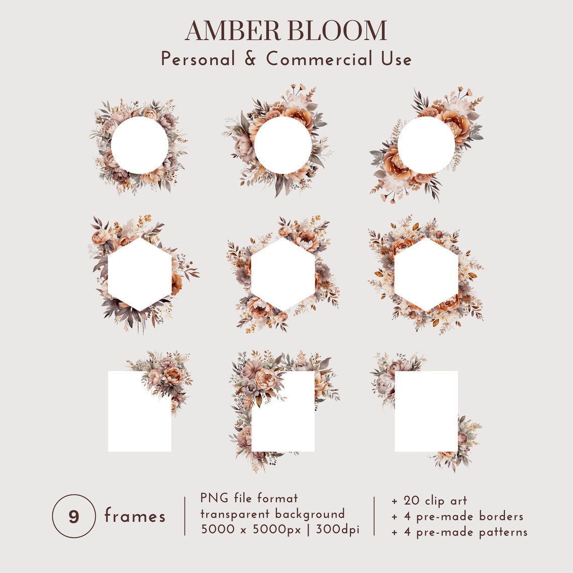 Watercolor Flowers Clipart PNG, Boho Floral Clip Art, Flower Bouquets ...