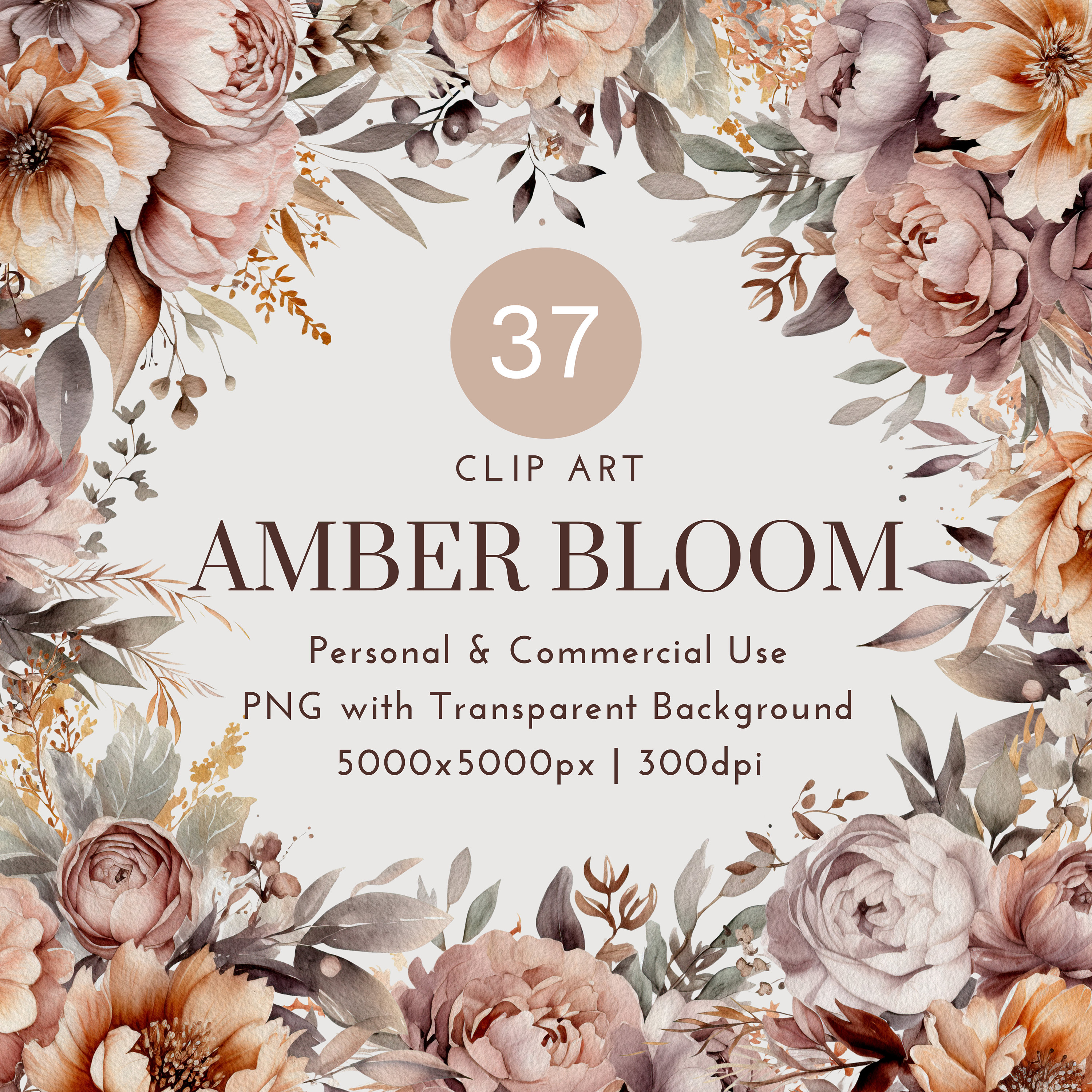 Watercolor Flowers Clipart PNG, Boho Floral Clip Art, Flower Bouquets ...