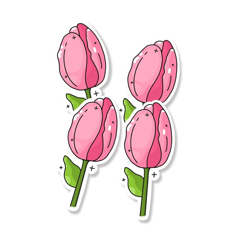 Dutch Tulip Vinyl Sticker, Pink Flower Sticker, Vinyl Waterproof ...