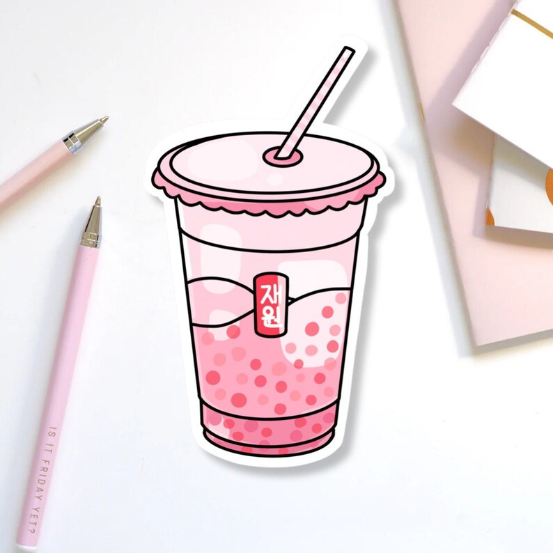 Boba Tea Vinyl Sticker, Asian Drink Sticker, Vinyl Waterproof Sticker ...