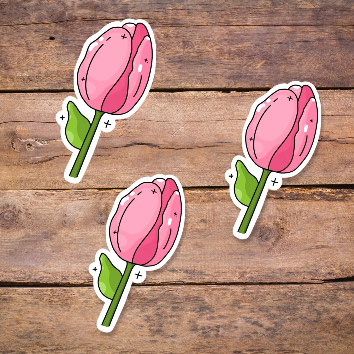 Dutch Tulip Vinyl Sticker, Pink Flower Sticker, Vinyl Waterproof ...