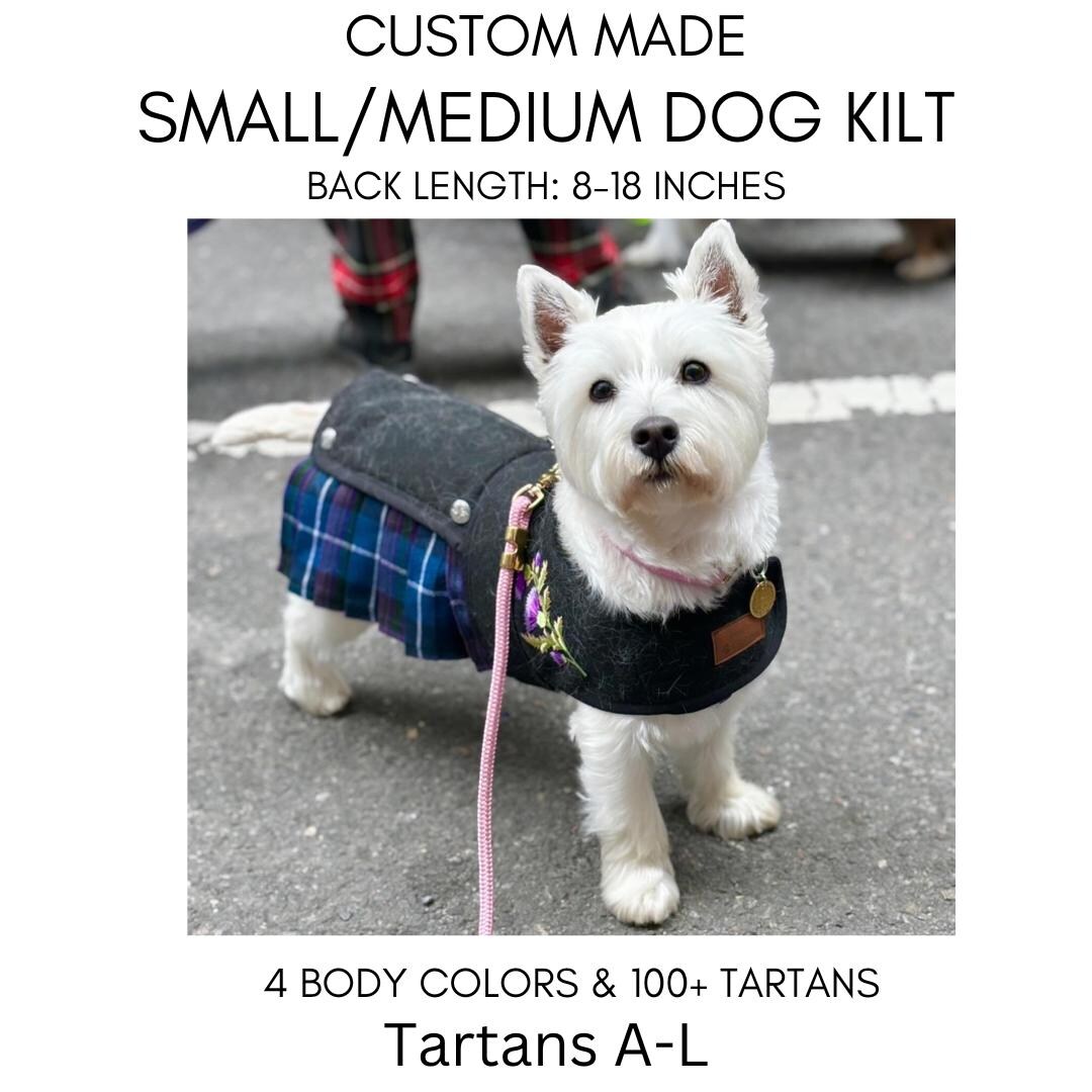 Dog Kilt Custom Small and Medium Breeds Back Length SIZE 8-18 Inches ...