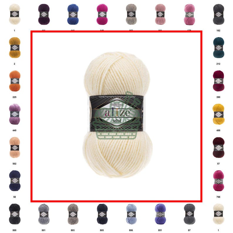 Alize Superlana Midi Yarn Acrylic Wool Aran Yarn for Knitting and ...