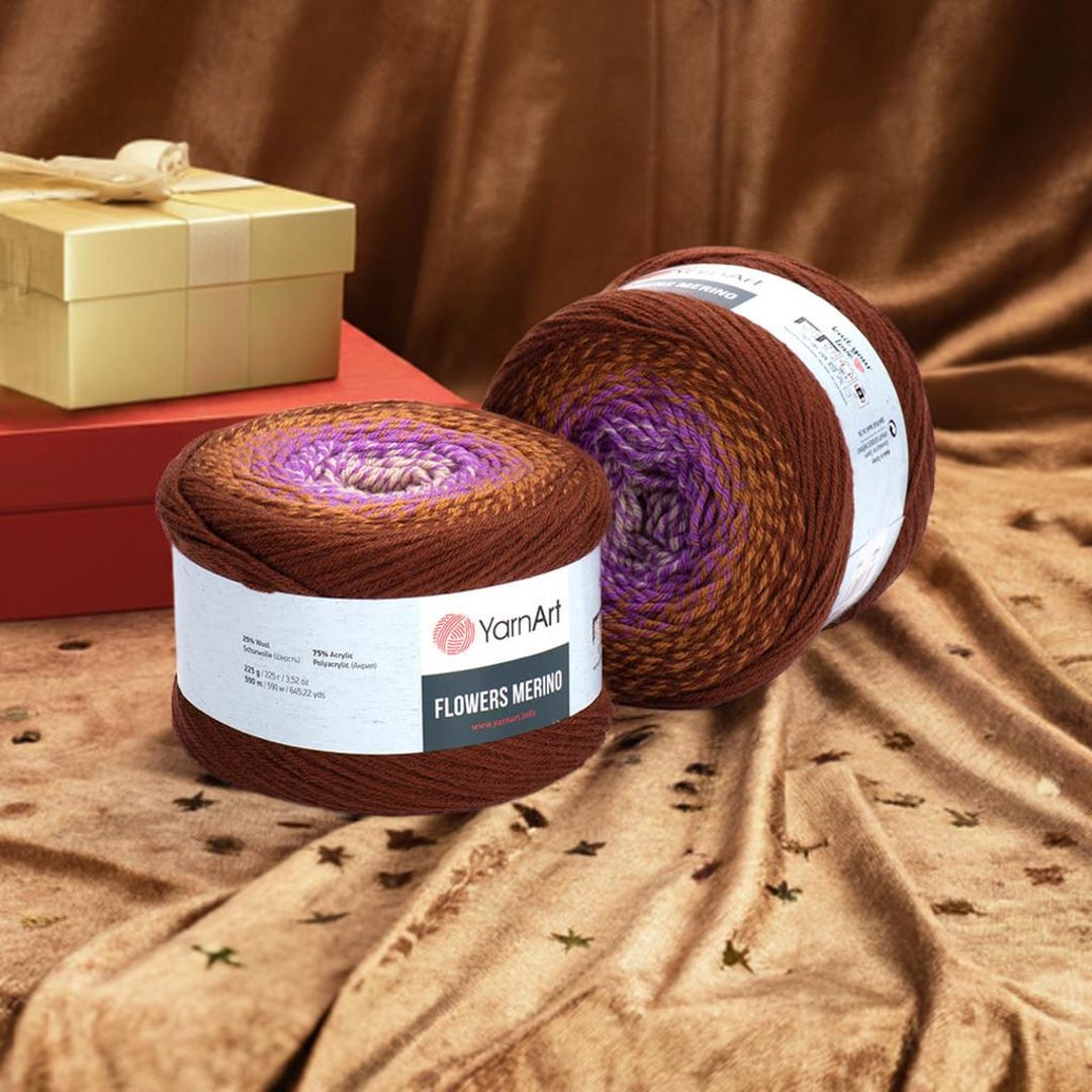 Yarnart Flowers Merino Gradient Yarn Wool Blend Cake Yarn for Warm ...