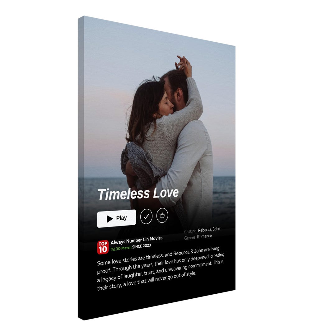 Couple Movie Theme Canvas Poster, Personalized Netflix Movie Photo ...