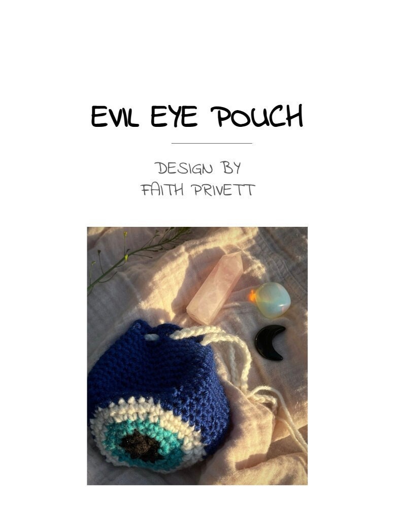 Crochet Evil Eye Pouch PATTERN | Drawstring Bag Holder Handmade ...