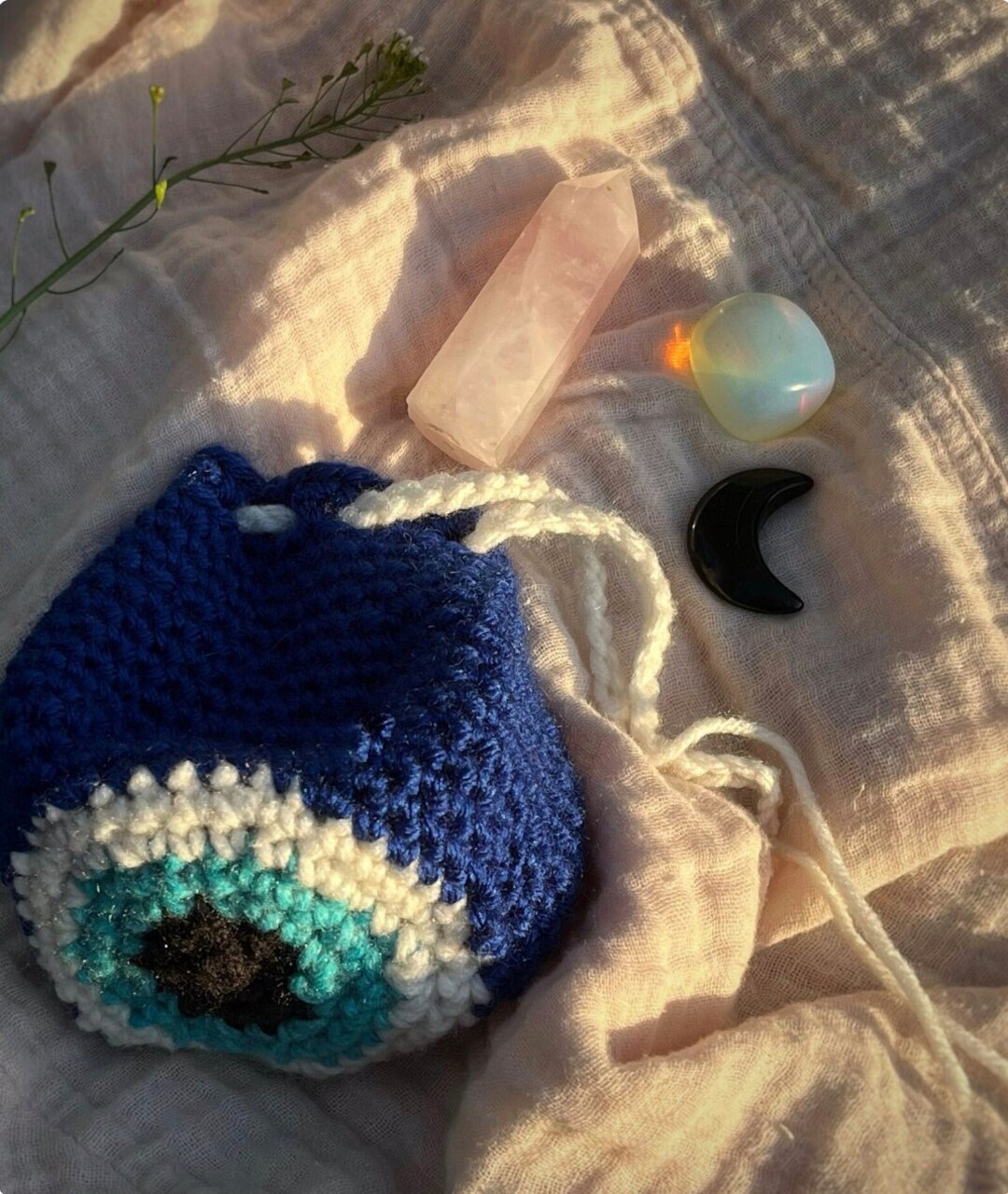 Crochet Evil Eye Pouch PATTERN | Drawstring Bag Holder Handmade ...