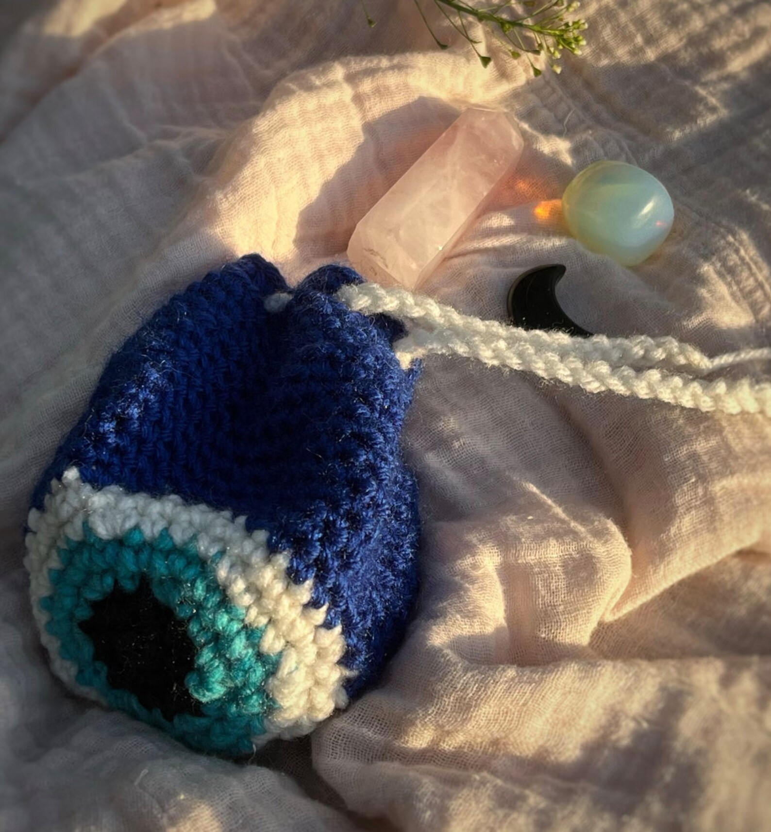 Crochet Evil Eye Pouch PATTERN | Drawstring Bag Holder Handmade ...
