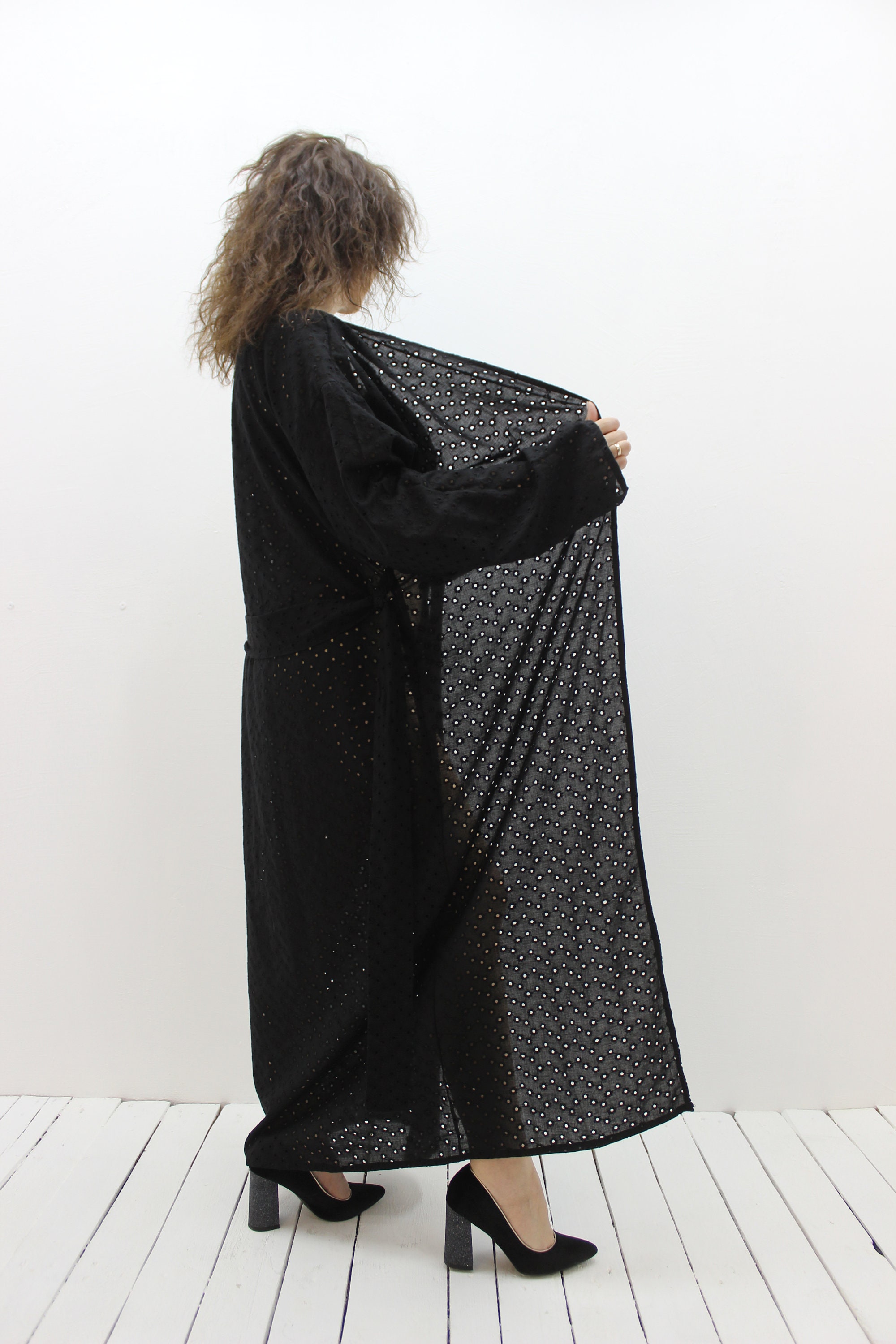Black Long Robe, Kimono Robe, Transparent Sexy Robe - Etsy