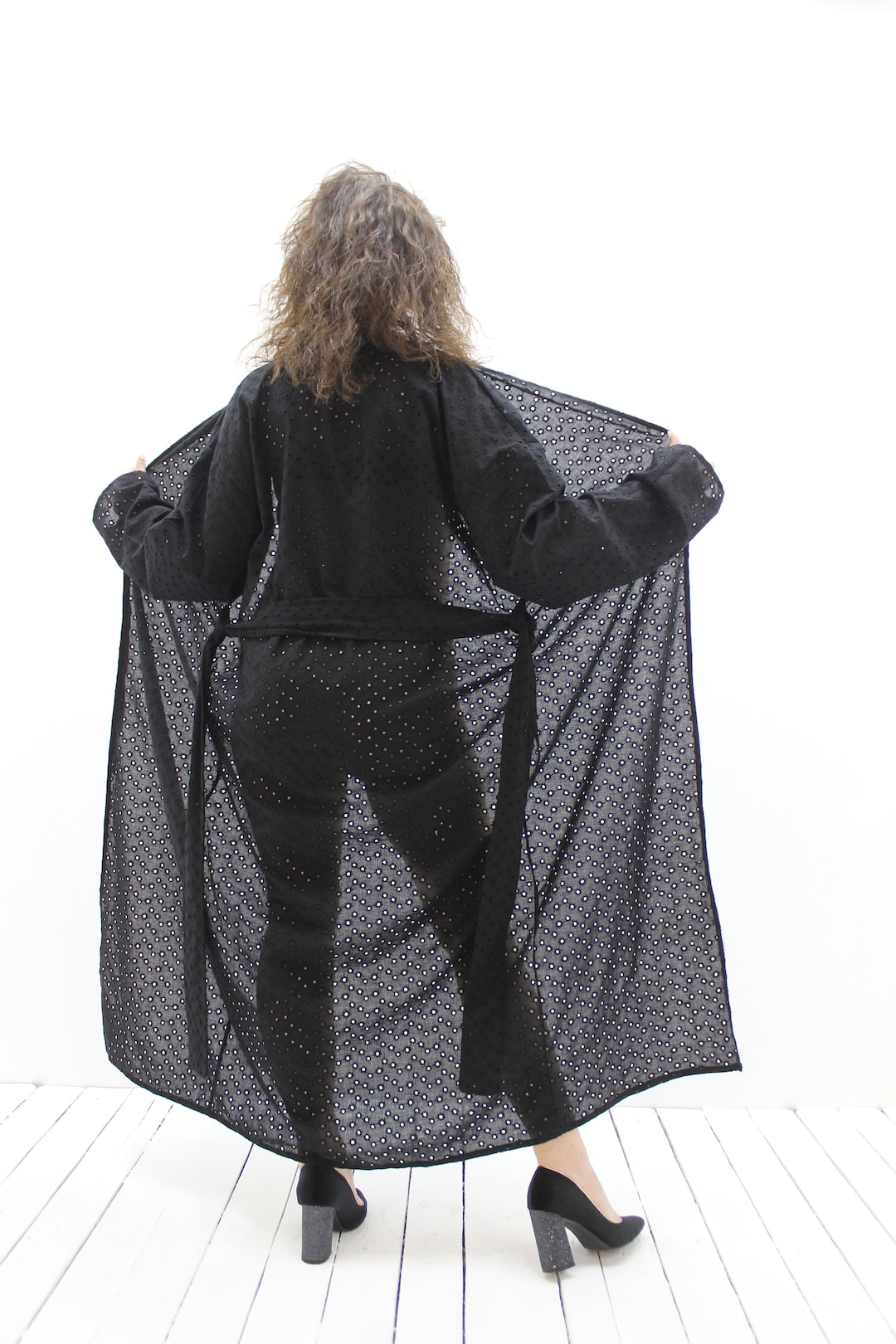 Black Long Robe, Kimono Robe, Transparent Sexy Robe - Etsy